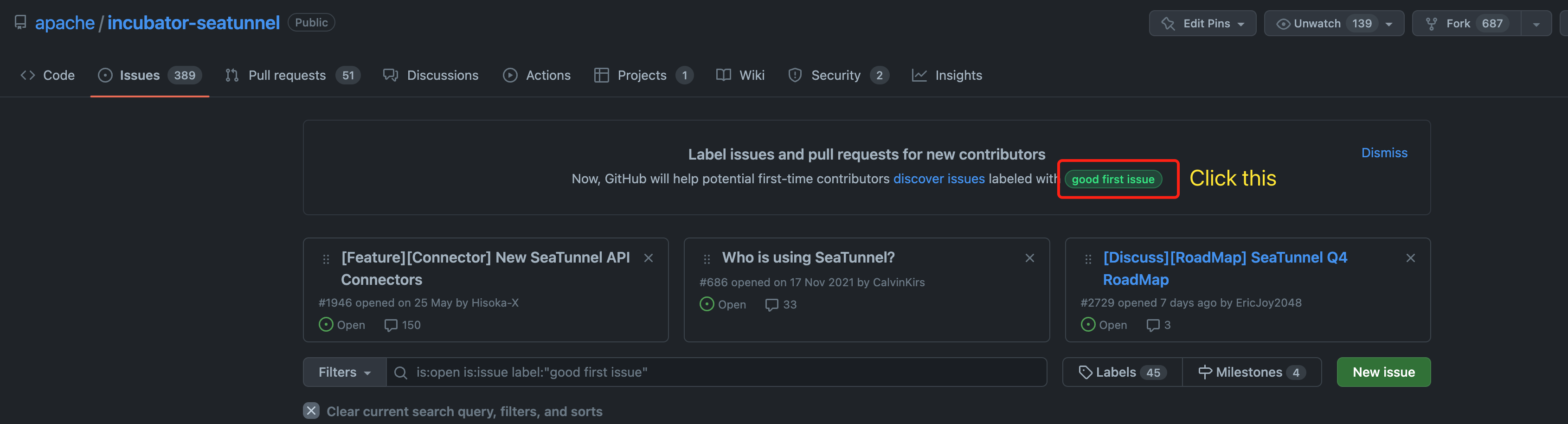 [Good First Issues] How to complete the first contribution · Issue #2828 · apache/seatunnel · GitHub