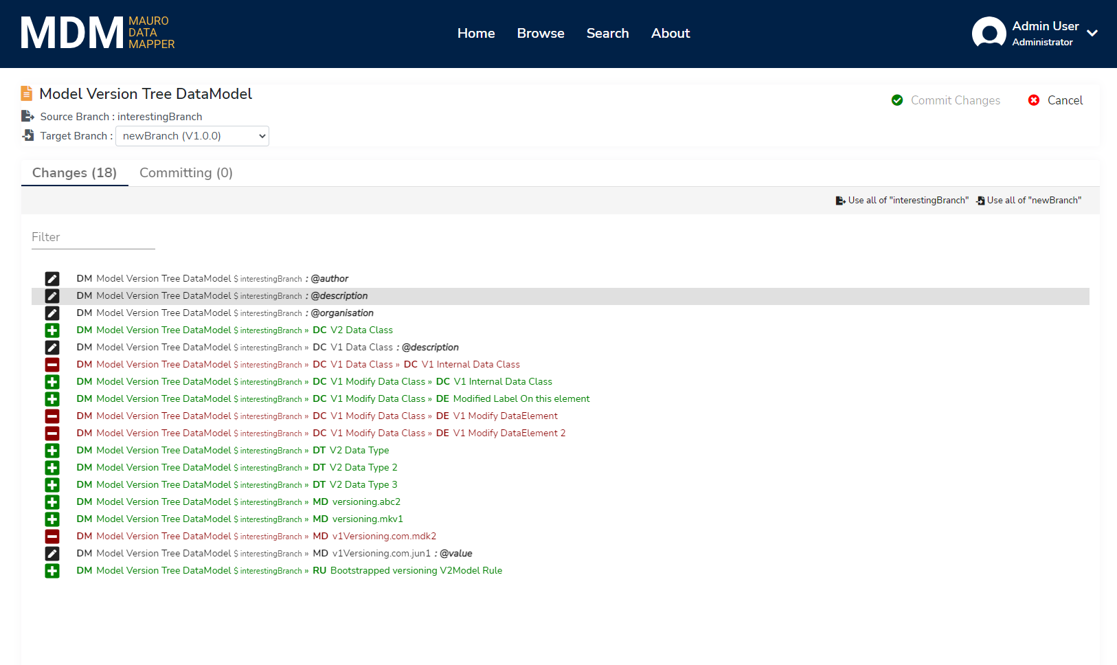 Replace "Compare Model" screen with "Merge Diff" comparison · Issue ...
