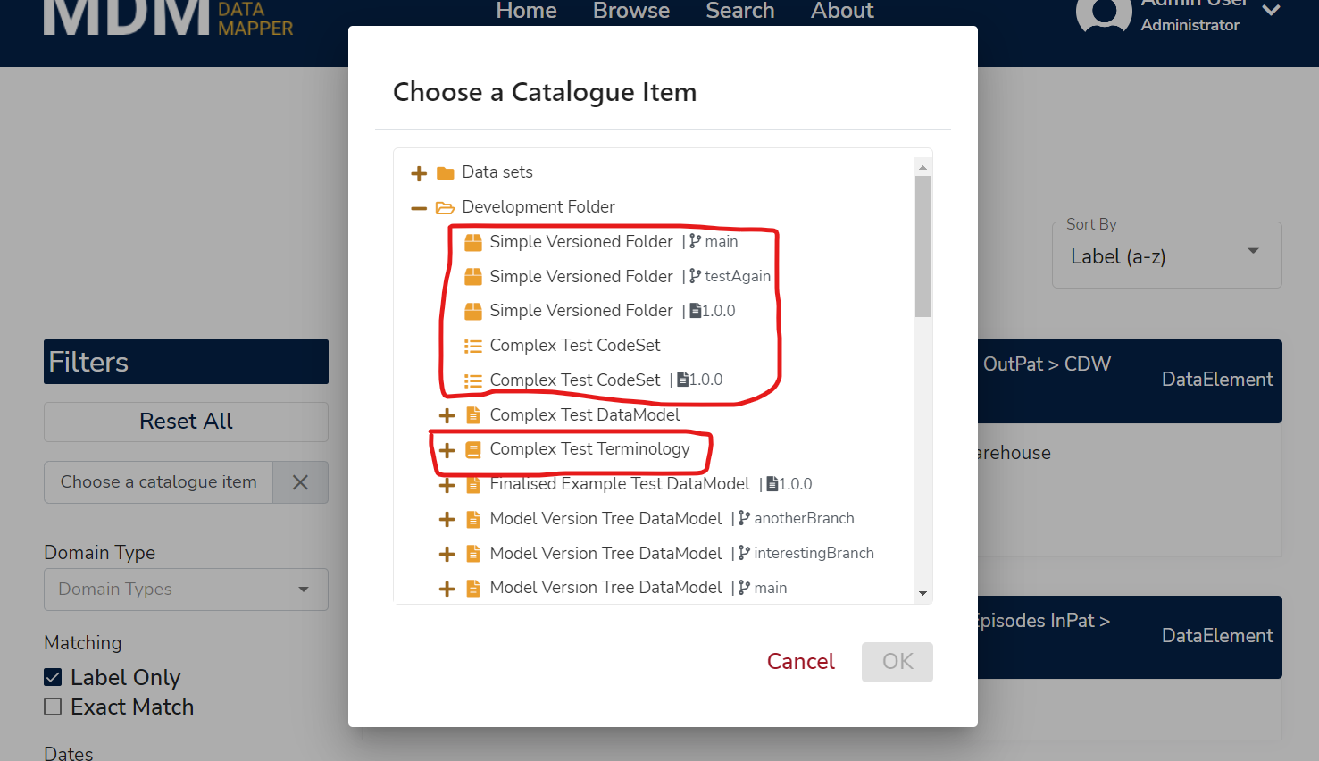 Model selector tree in catalogue search displays items that are not acceptable · Issue #601 ...