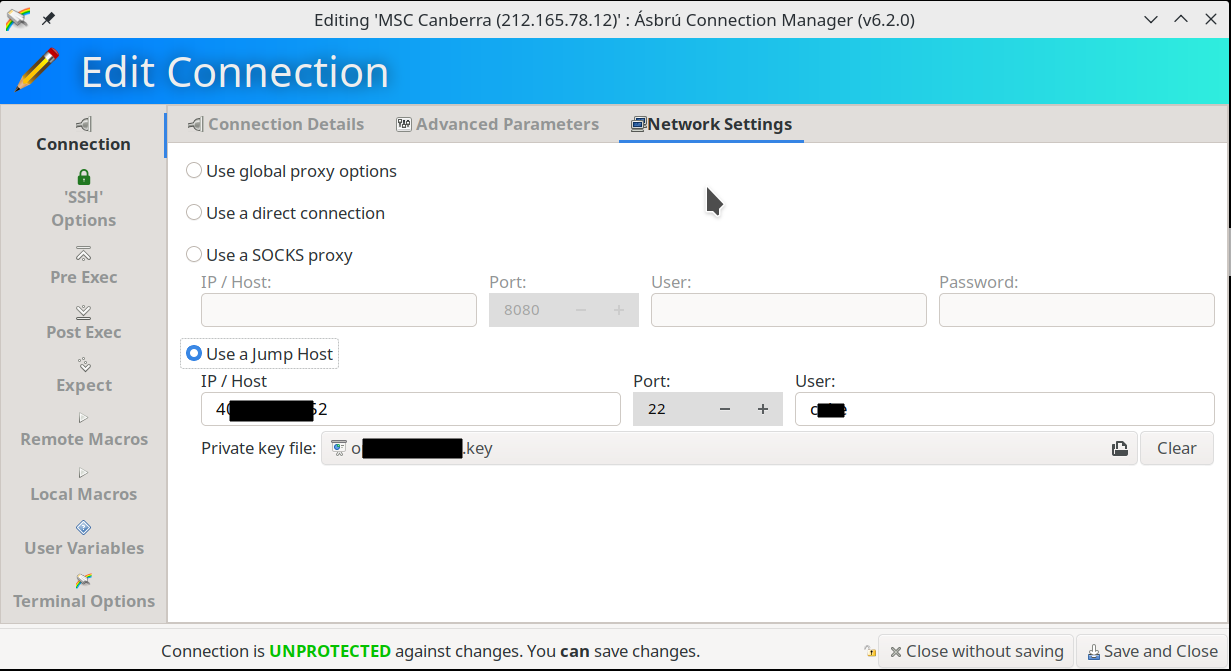 Jump Host Feature: unable to estabilish connection, Missing user name in temp ssh configuration ...