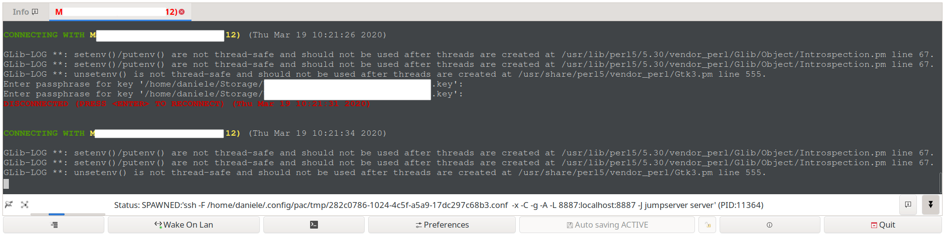 Jump Host Feature: unable to estabilish connection, Missing user name in temp ssh configuration ...