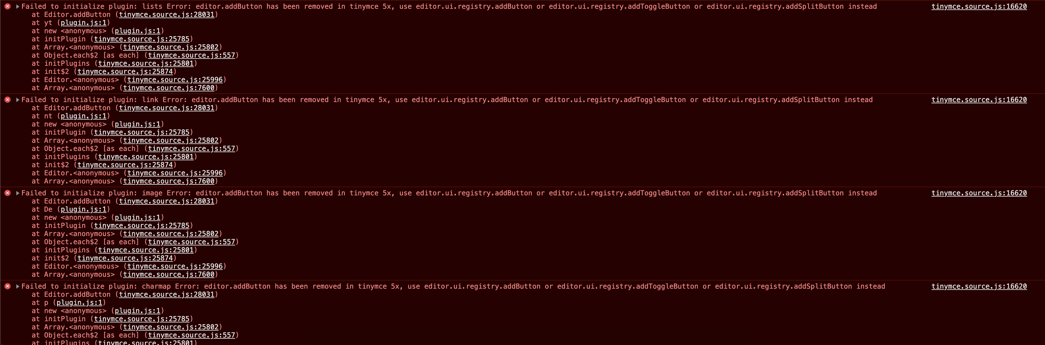 Failed to initialize plugins · Issue #7 · TrestleAdmin/trestle-tinymce · GitHub