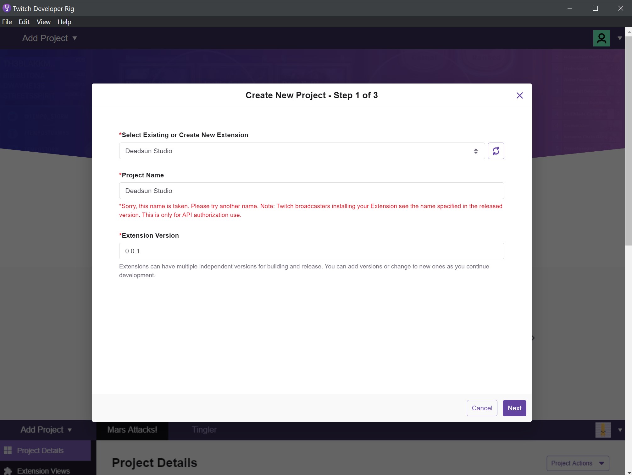 Unable to create or import extension project in Developer Rig · Issue #727 · twitchdev/issues ...