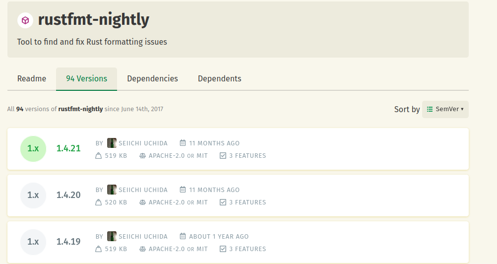 crates.io is not updated · Issue #4937 · rust-lang/rustfmt · GitHub