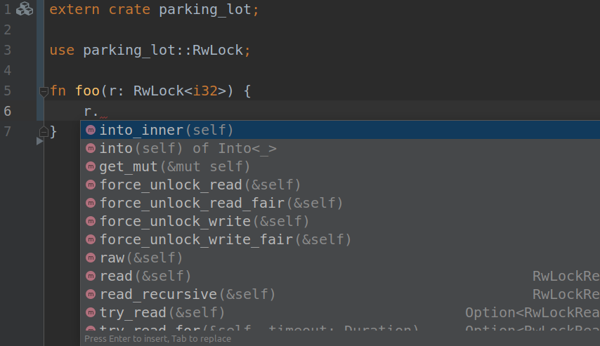 Rwlock From Parkinglot Crate Does Not Have Syntax Highlighting Nor Function Menu Popup · Issue