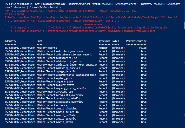 Get-RsCatalogItemRole when used on a non-local server is unable to bind policy parameter · Issue ...