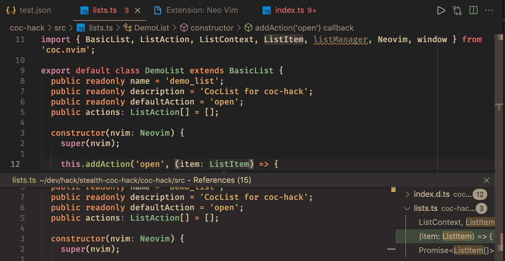 Peek reference result unexpected auto open in new tab when selected · Issue #635 · vscode-neovim ...