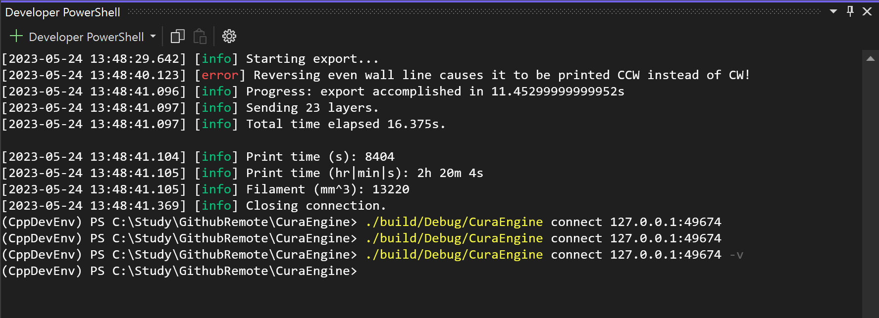cannot connect to Cura using "./build/Debug/CuraEngine connect 127.0.0.1.49674" command · Issue ...