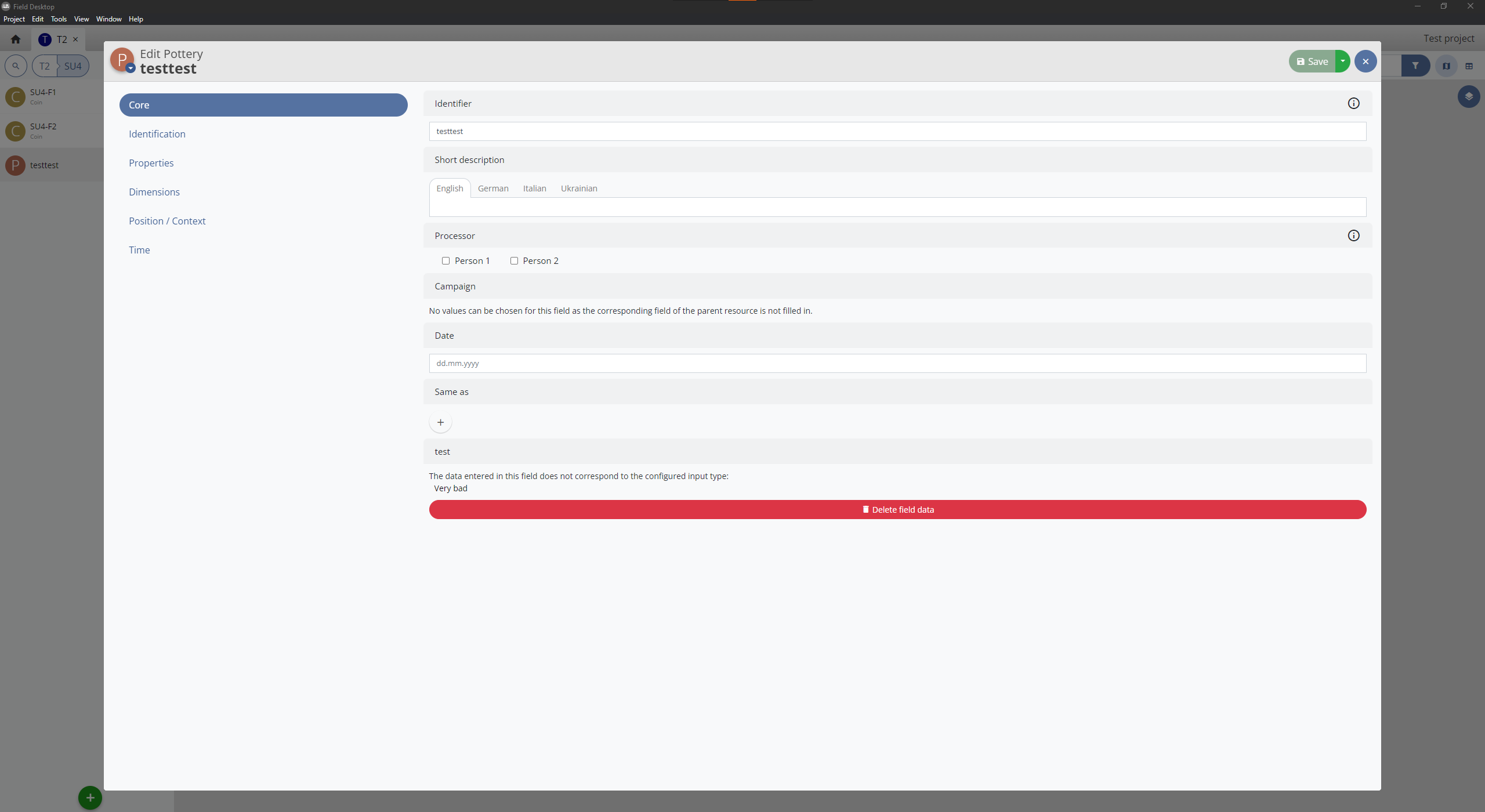 Add Global Warning When The Entered Data Does Not Correspond To The Configured Input Type 