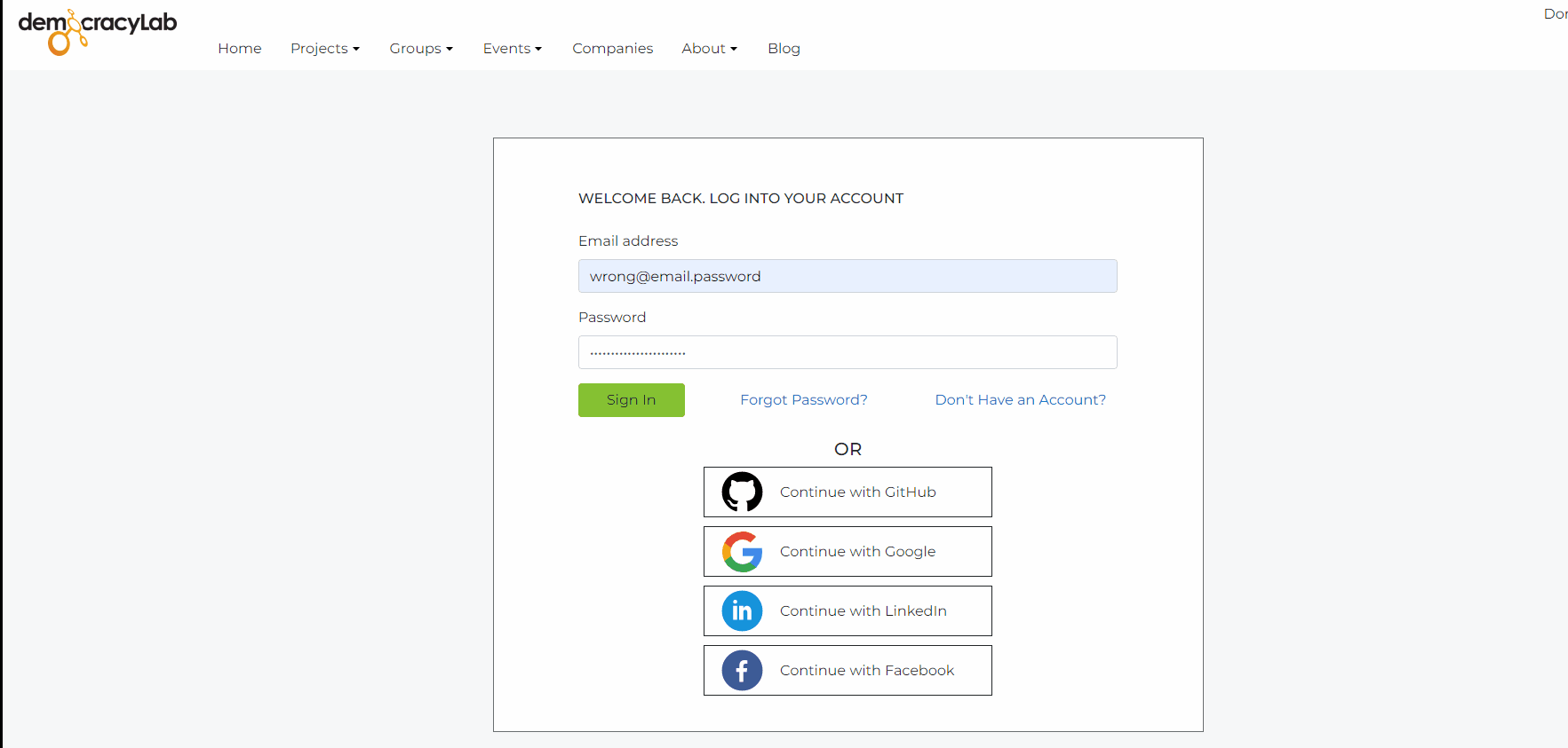 Login Page: Don't show "Looks Good" on email, password fields · Issue #835 · DemocracyLab ...