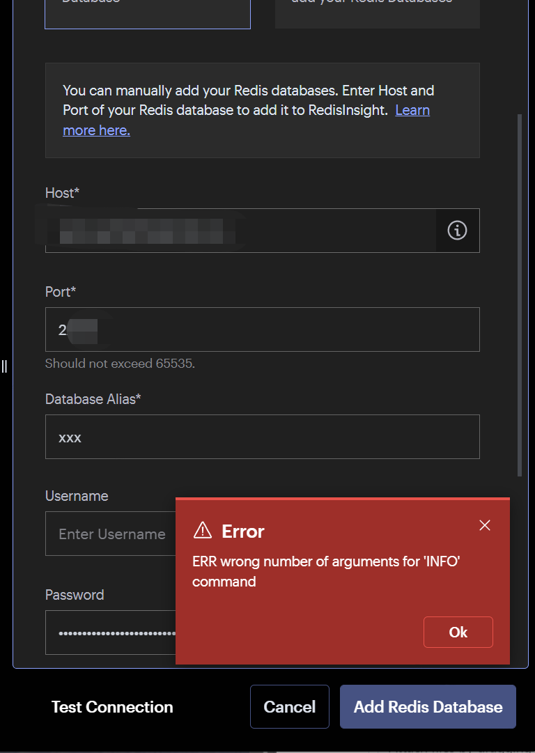 [bug] Err Wrong Number Of Arguments For Info Command · Issue 2058 · Redisinsight Redisinsight