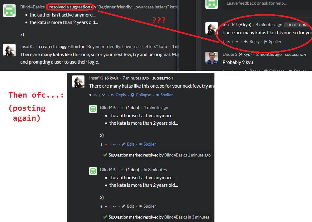 Issue wasn't resolved despite checking the "mark as resolved" box · Issue #1648 · codewars ...