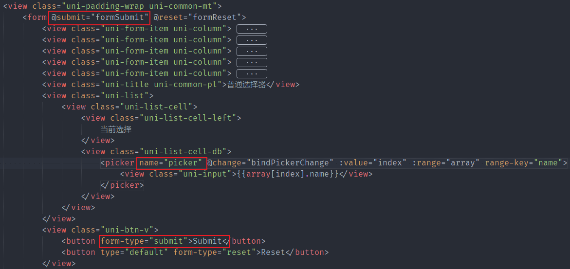 form表单提交函数无法获取picker的name值 · Issue #155 · dcloudio/uni-ui · GitHub