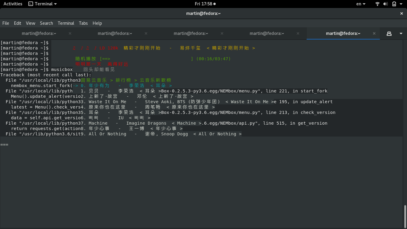 UnicodeDecodeError, can't use keyboard · Issue #764 · darknessomi/musicbox · GitHub
