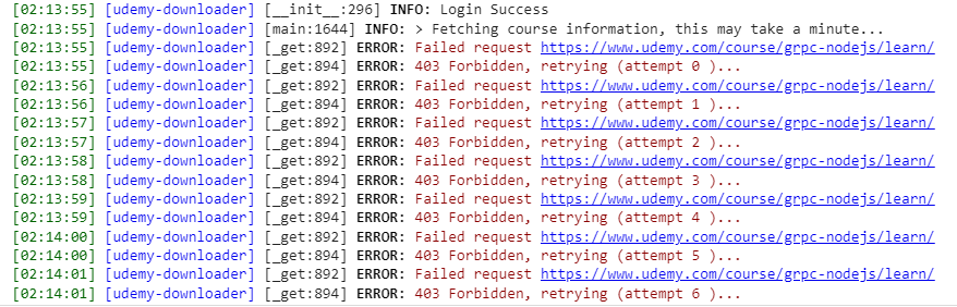 [Bug]: Failed request url, 403 Forbidden · Issue #122 · Puyodead1/udemy-downloader · GitHub