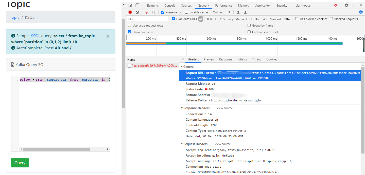 V2.0.3版本 使用kafka sql 时会报400 · Issue #444 · smartloli/EFAK · GitHub