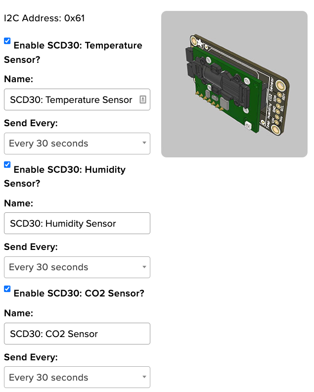 Creating an SCD30 sensor with "Send Every" interval of