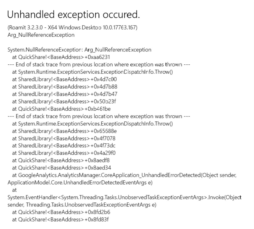 'Unhandled Exception Occured' Popup · Issue #8 · MahdiGhiasi/Roamit · GitHub