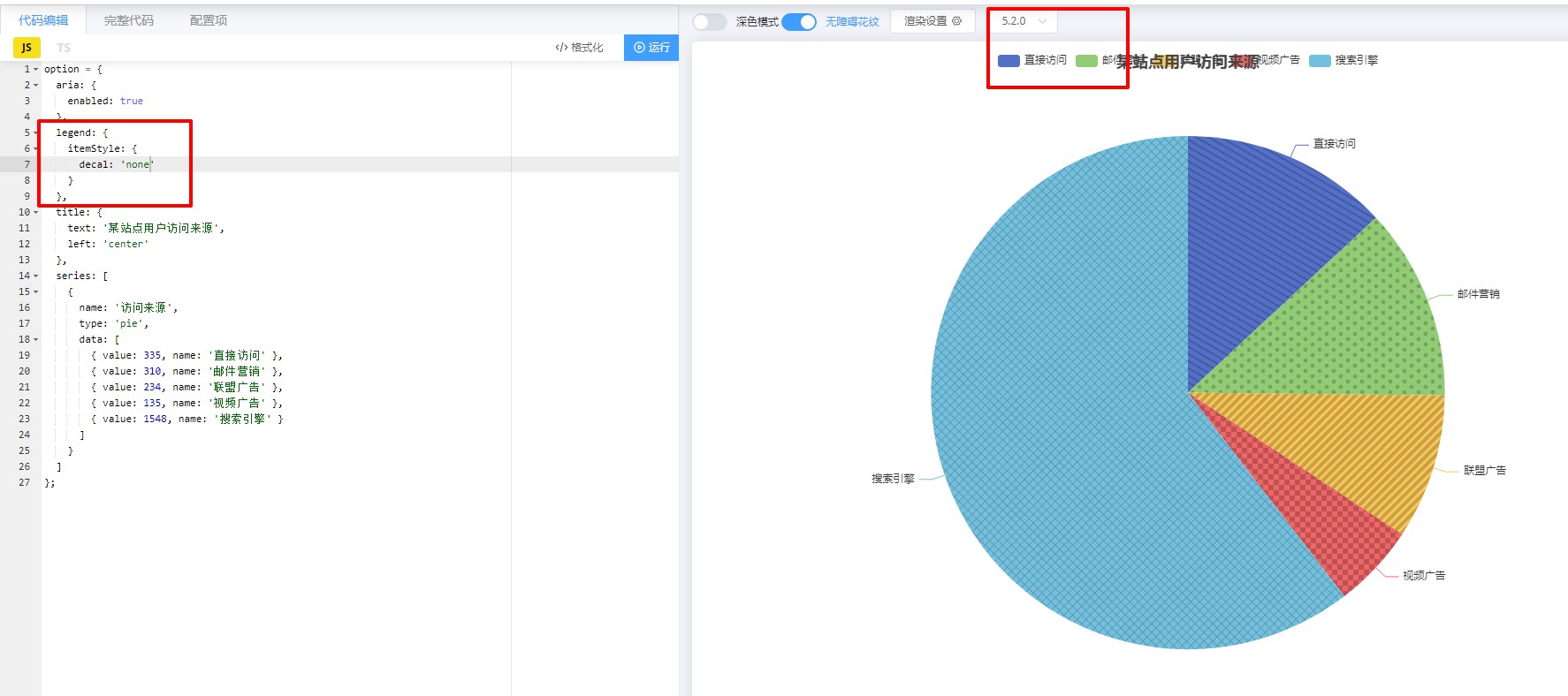 [Bug] legend.itemStyle.decal is invalid · Issue #16909 · apache/echarts ...