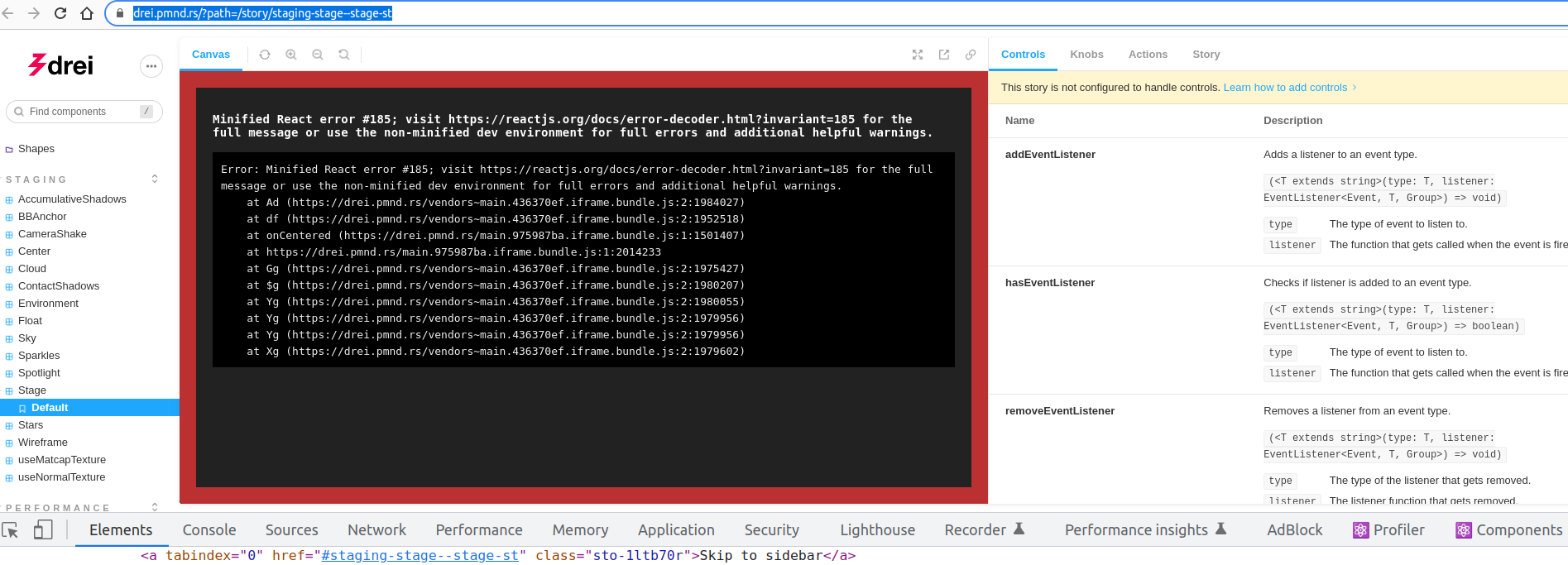 Stage component storybook is broken · Issue #1383 · pmndrs/drei · GitHub Stage component storybook is broken · Issue #1383 · pmndrs/drei · GitHub