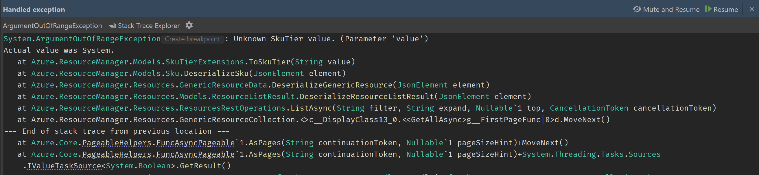 Bug Resourcemanager Getgenericresources Throws Sku Tier Mapping Exception · Issue 26030