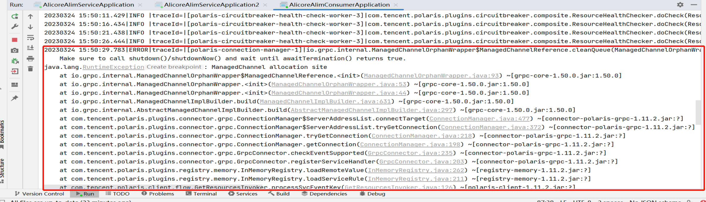 运行中会突然报rpc错误 · Issue #338 · polarismesh/polaris-java · GitHub