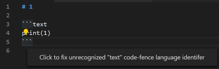 Keep Say `click To Fix Unrecognized Diff Code Fence Language Identifer` In Show Fixes Bulb