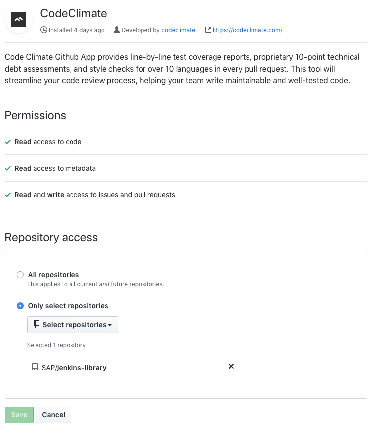 activate CodeClimate quality dashboard · Issue #356 · SAP/jenkins-library · GitHub