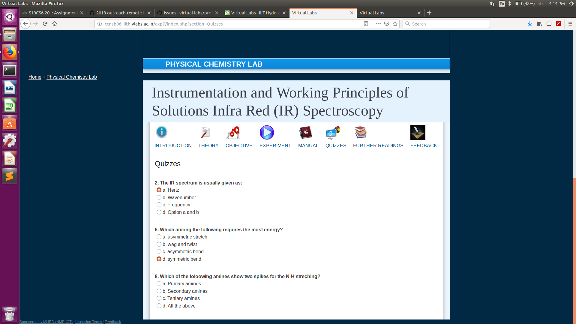 Issue while answering quiz · Issue #169 · virtual-labs-archive/physical-chemistry-iiith · GitHub