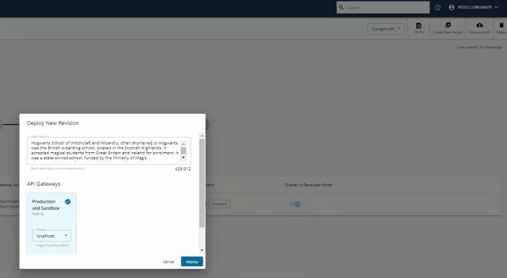 Error while deploying new Revision with description · Issue #10937 · wso2/product-apim · GitHub