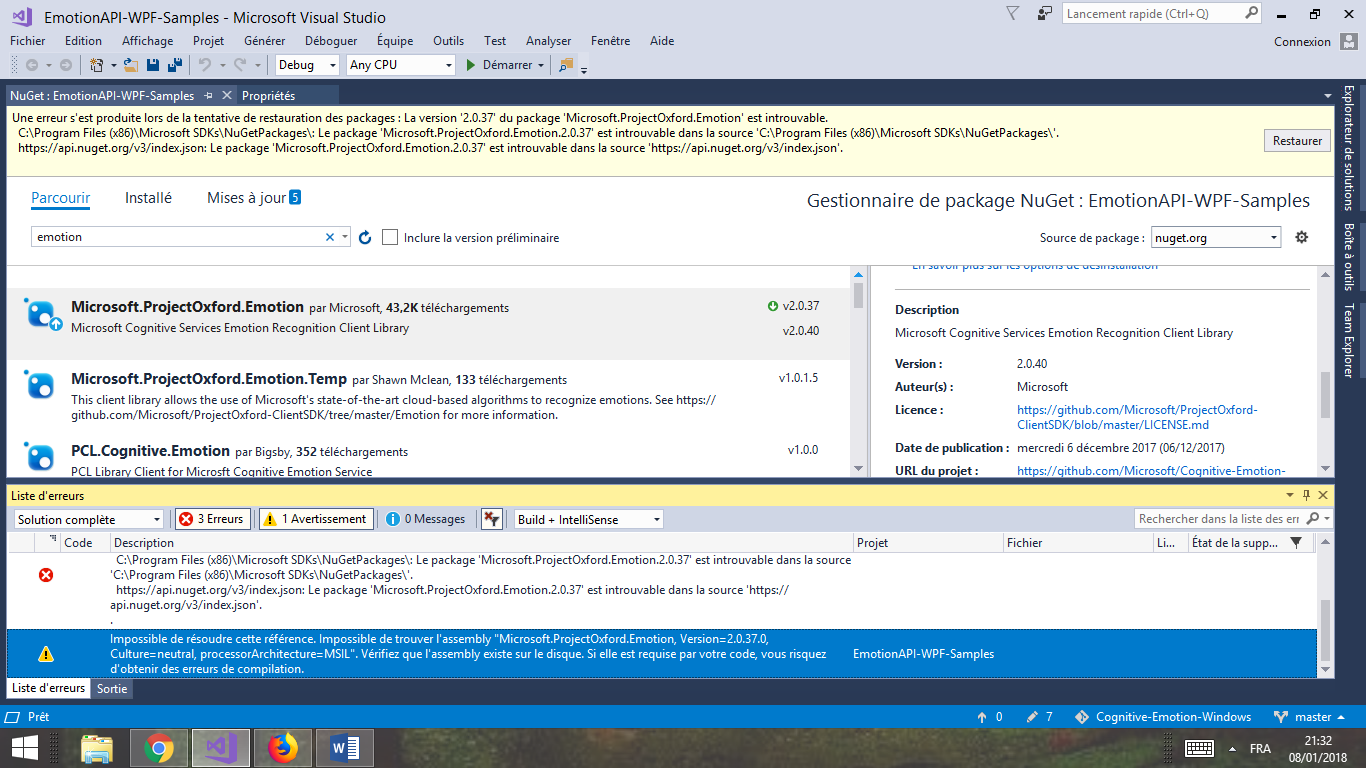 Visual Studio 2017 can't find Microsoft.ProjectOxford.Emotion 2.0.37 version · Issue #30 ...
