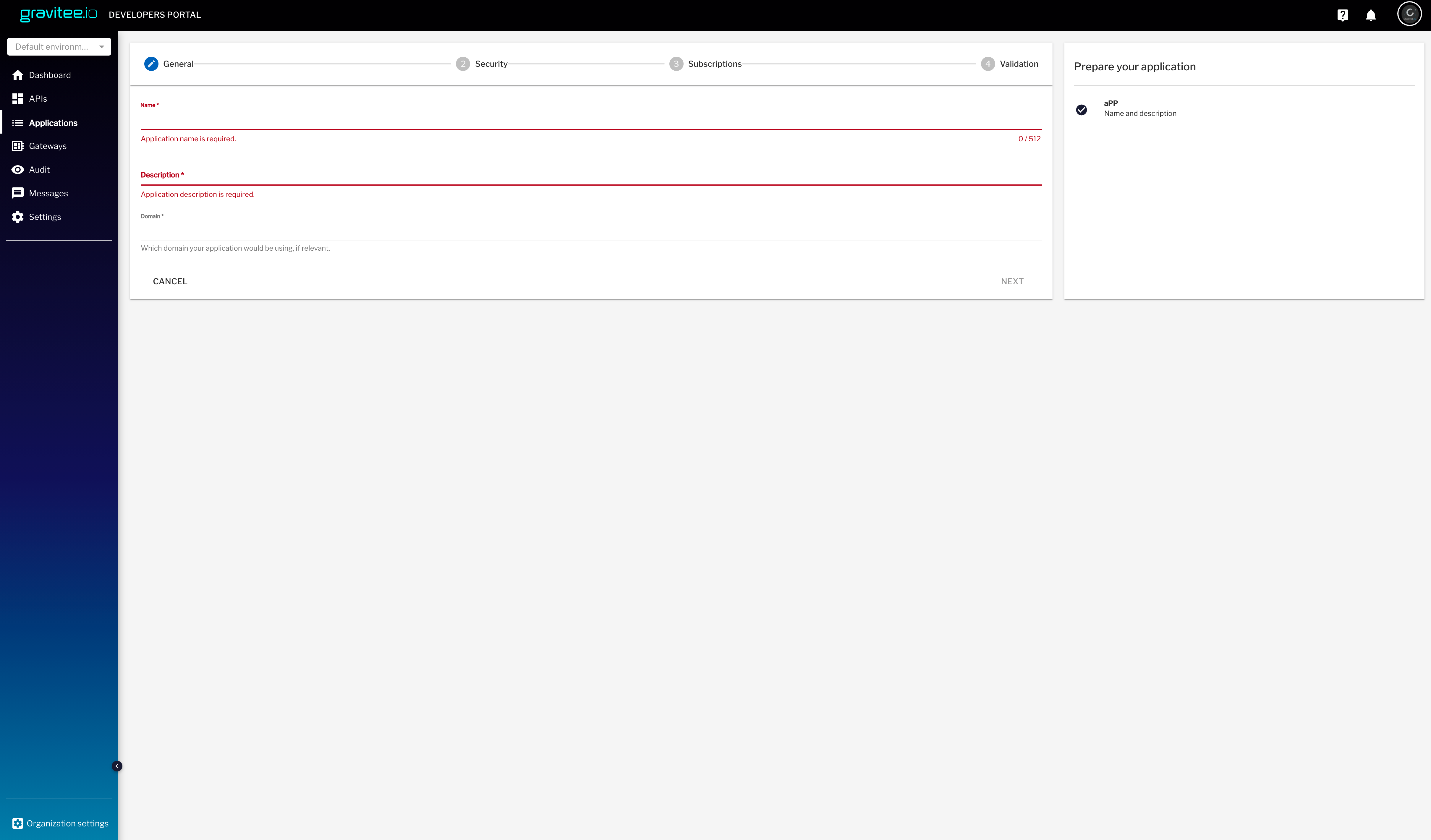 [management] Add a domain field for application creation · Issue #6383 · gravitee-io/issues · GitHub