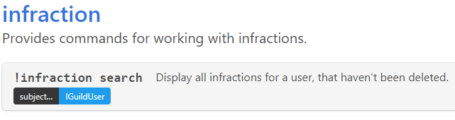 Bot should respond with "User not found" when searching for infractions ...
