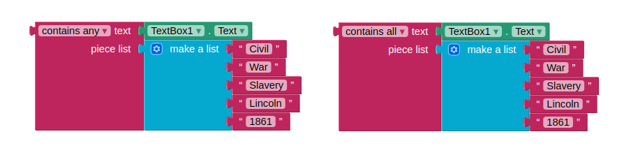 Block that takes a list of substrings and a string, then returns a list of substrings found in ...