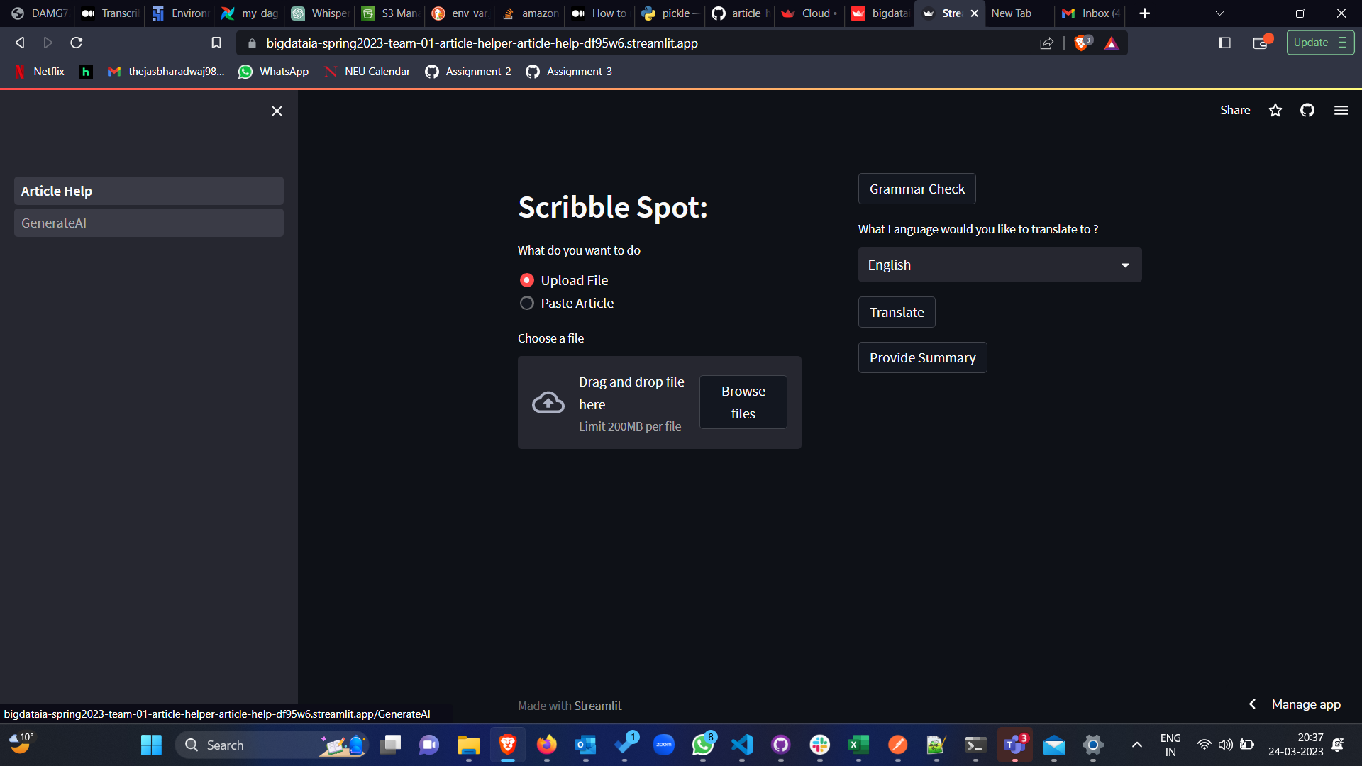 GitHub - BigDataIA-Spring2023-Team-01/article_helper