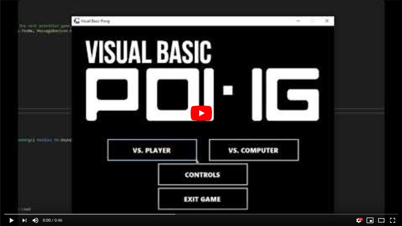 GitHub - bee-wah/Visual-Basic-Pong: A recreation of the 1972 classic ...