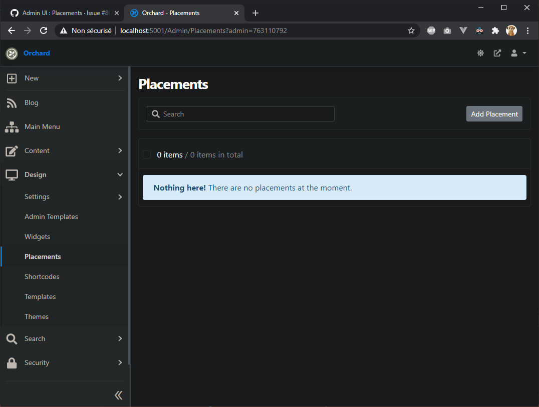 Admin UI : Placements · Issue #8081 · OrchardCMS/OrchardCore · GitHub