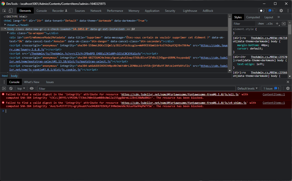 Code Mirror SRI by agriffard · Pull Request #11366 · OrchardCMS/OrchardCore · GitHub