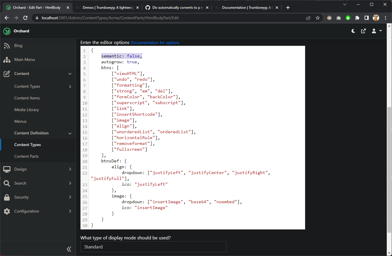WYSIWYG/Trumbowyg editors are changing div element to p · Issue #12049 · OrchardCMS/OrchardCore ...