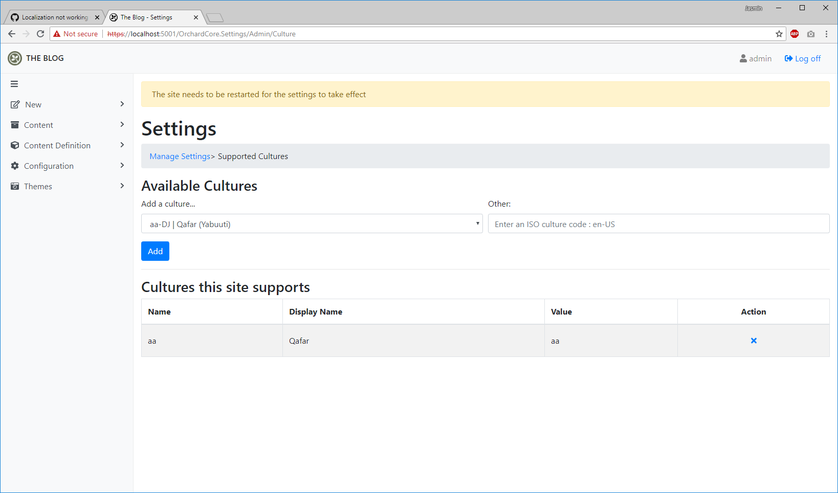 Localization Not Working With Data Annotations Unless App Restarts · Issue 2073 · Orchardcms