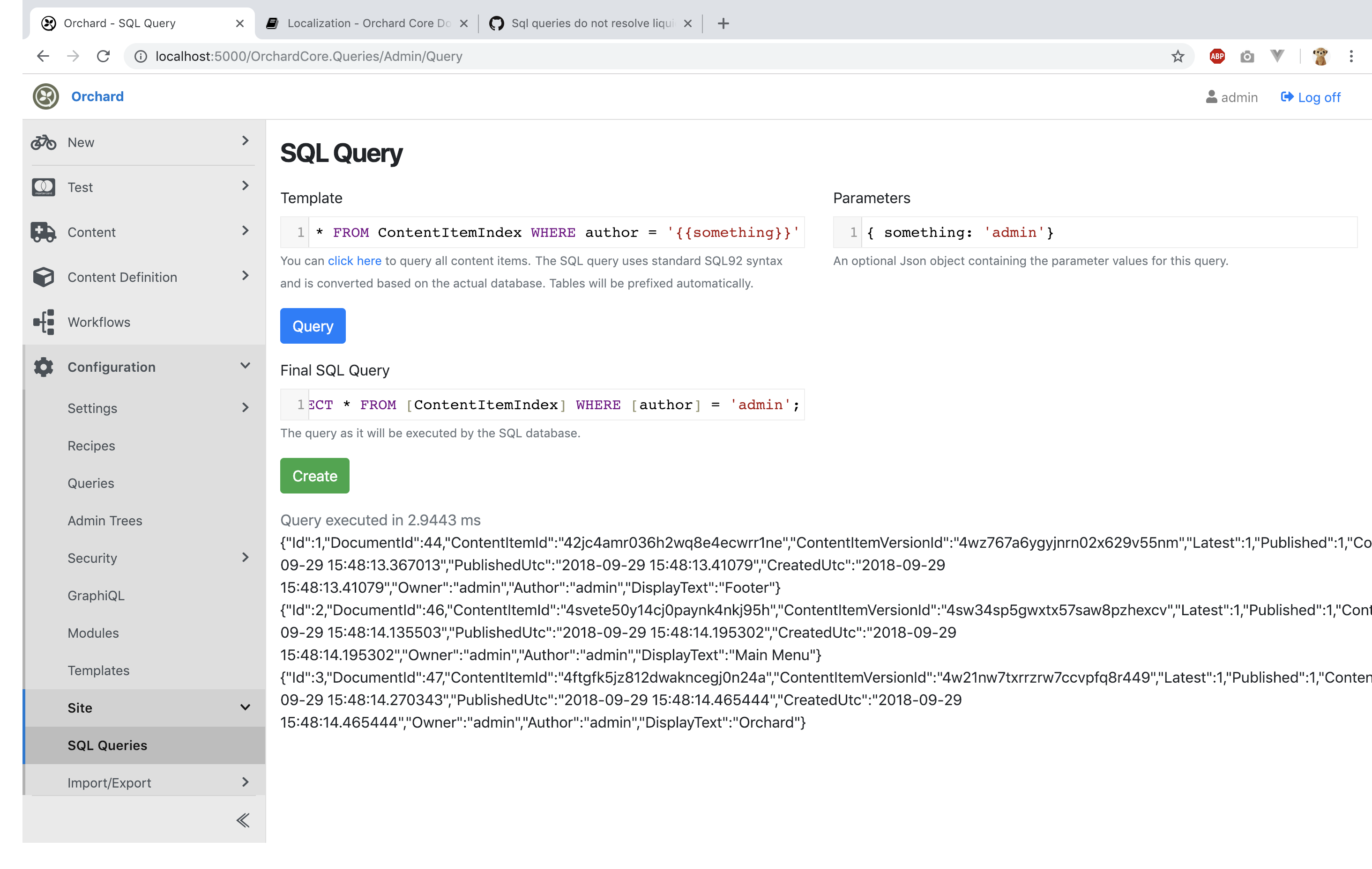 Sql queries do not resolve liquid expressions passed in as parameters · Issue #2341 · OrchardCMS ...
