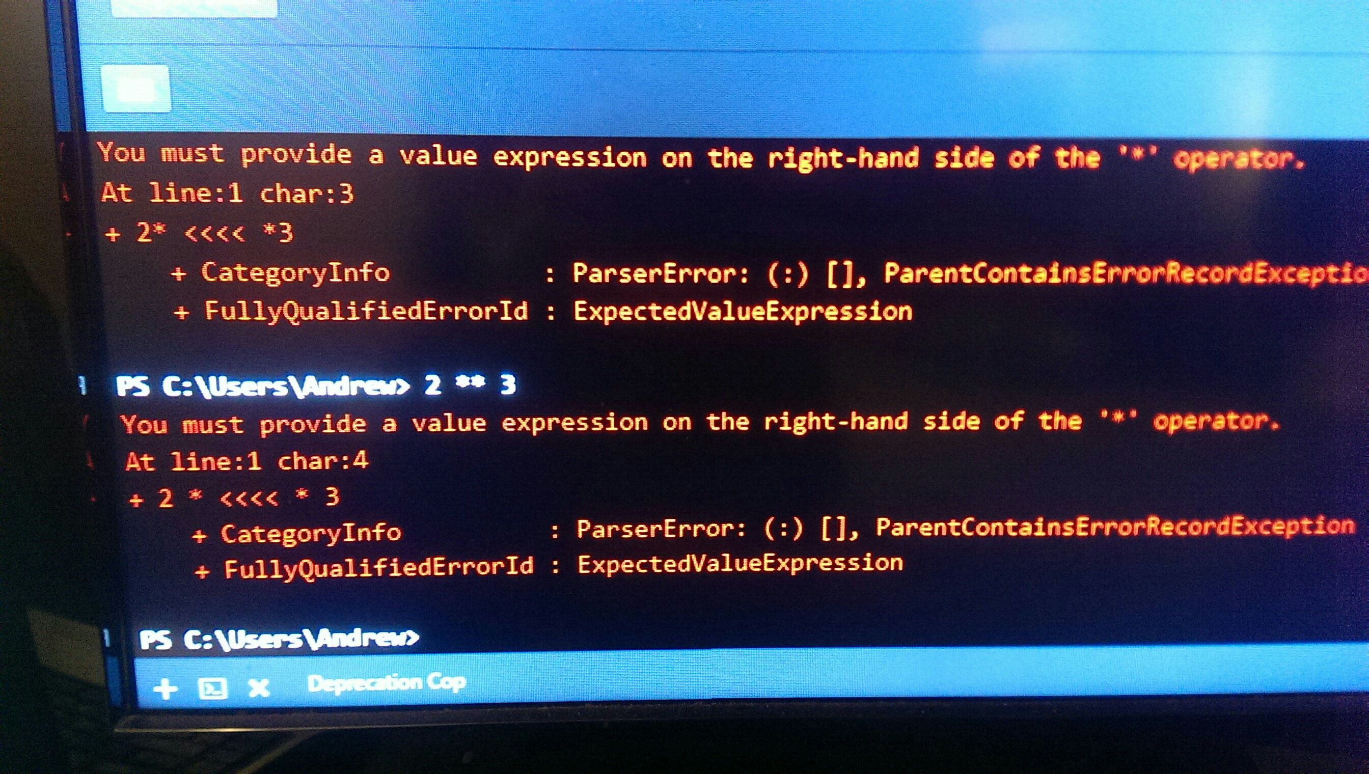 Two deprecated error messages after trying to do simple 2 ** 3 function · Issue #374 ...