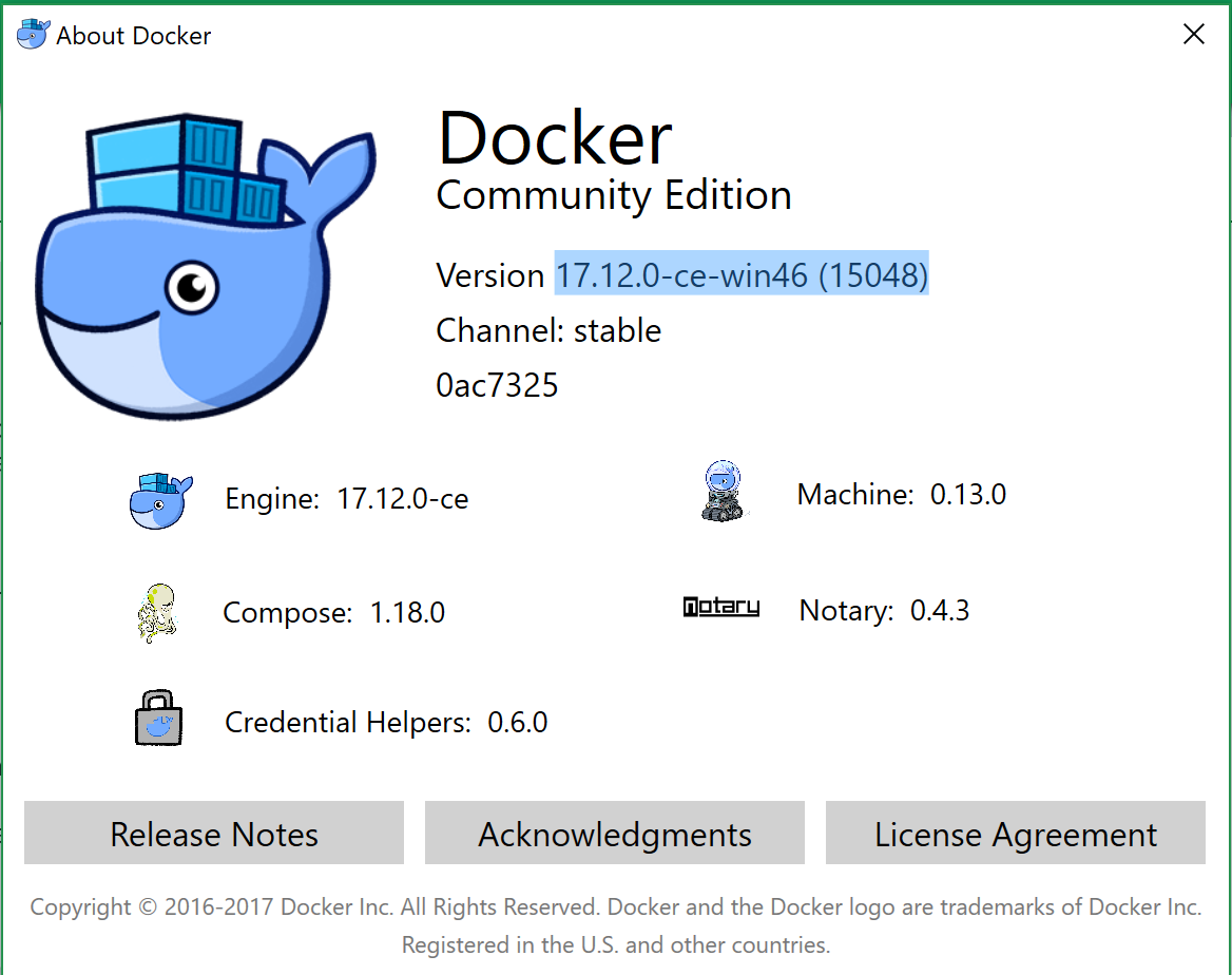 After upgrading to version 17.12.0-ce-win46 (15048) I can no longer run ...