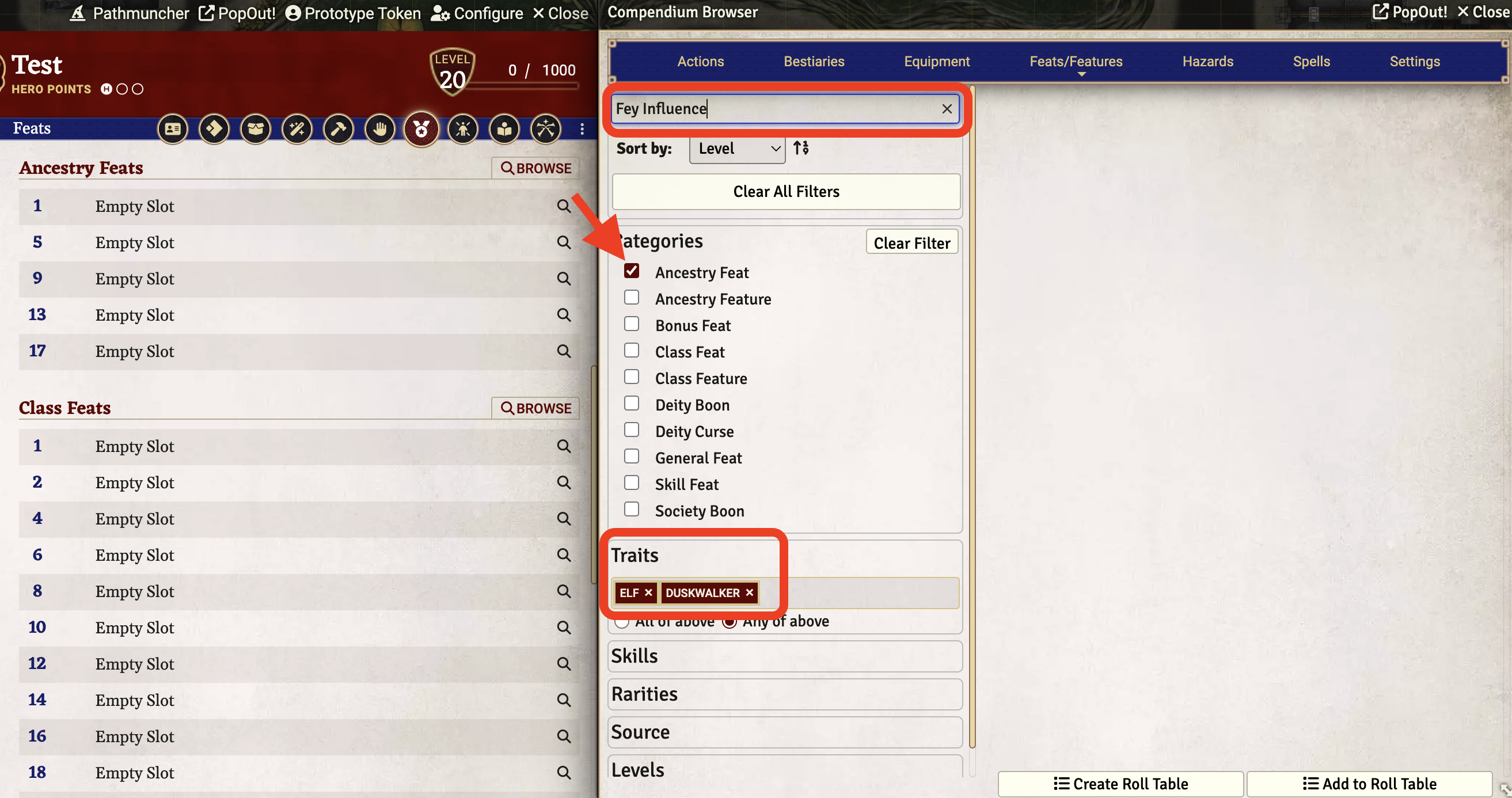 Ancestry Feats open to all ancestries are filtered out when browsing for ancestry feats. · Issue ...