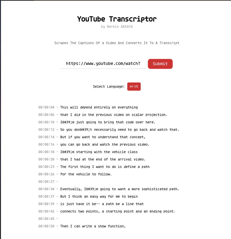 GitHub - BerkinAKKAYA/YouTube-Transcriptor: Displays The Transcript Of ...