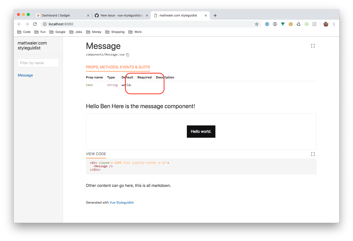 Required attribute for props not populating · Issue #294 · vue-styleguidist/vue-styleguidist ...