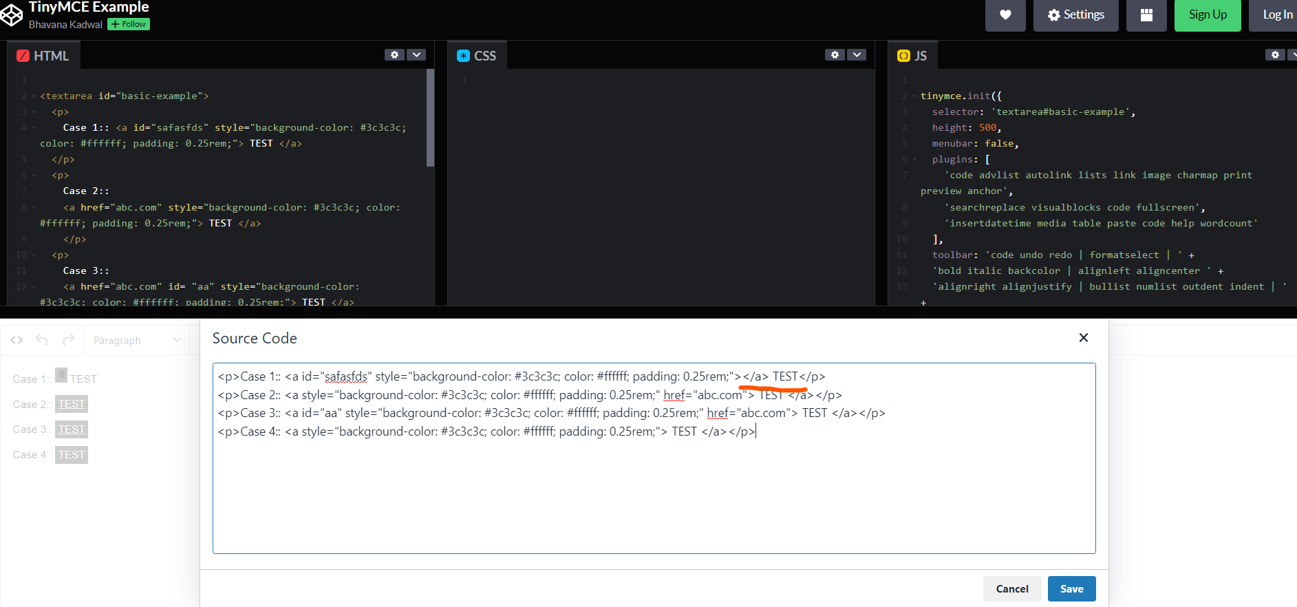 Link tag not working · Issue #7828 · tinymce/tinymce · GitHub