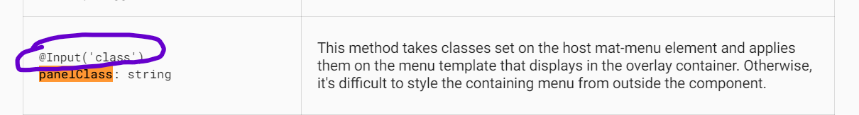bug(menu): panel class does not work. · Issue #26815 · angular/components · GitHub