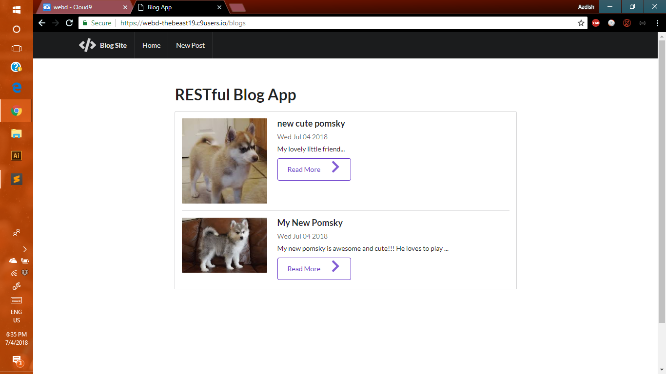 Github Add19restful Blog App A Simple Blog App Made Using Restful Routes In Express Js