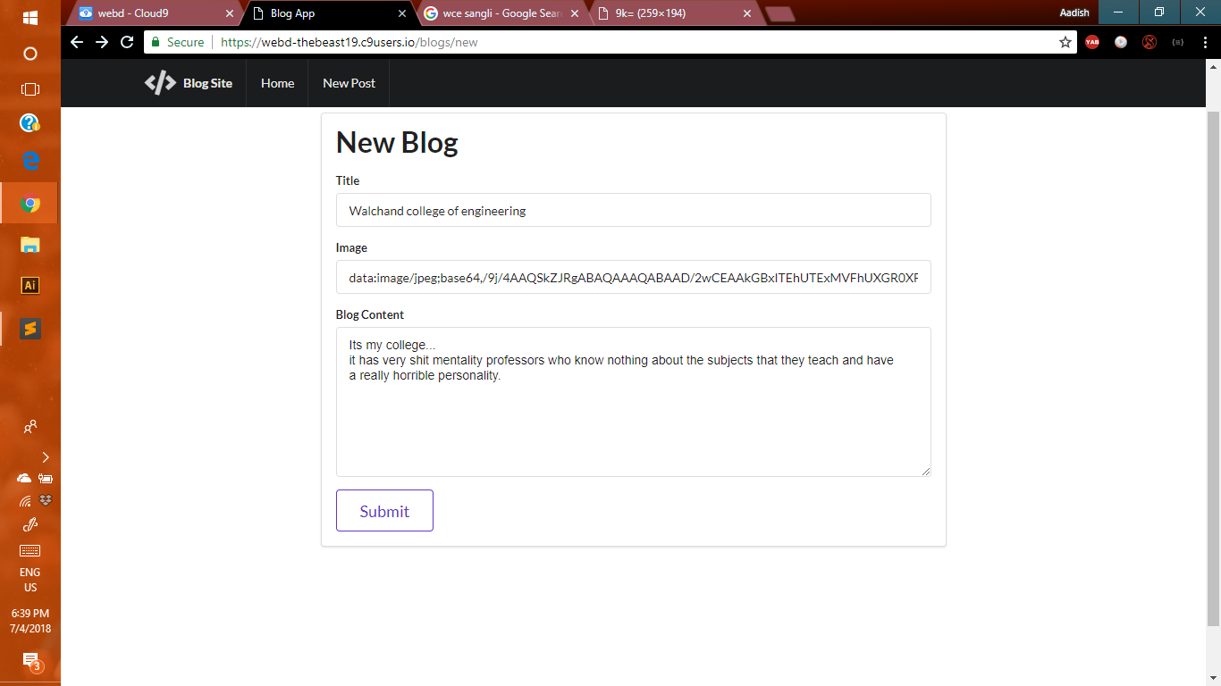 Github Add19restful Blog App A Simple Blog App Made Using Restful Routes In Express Js